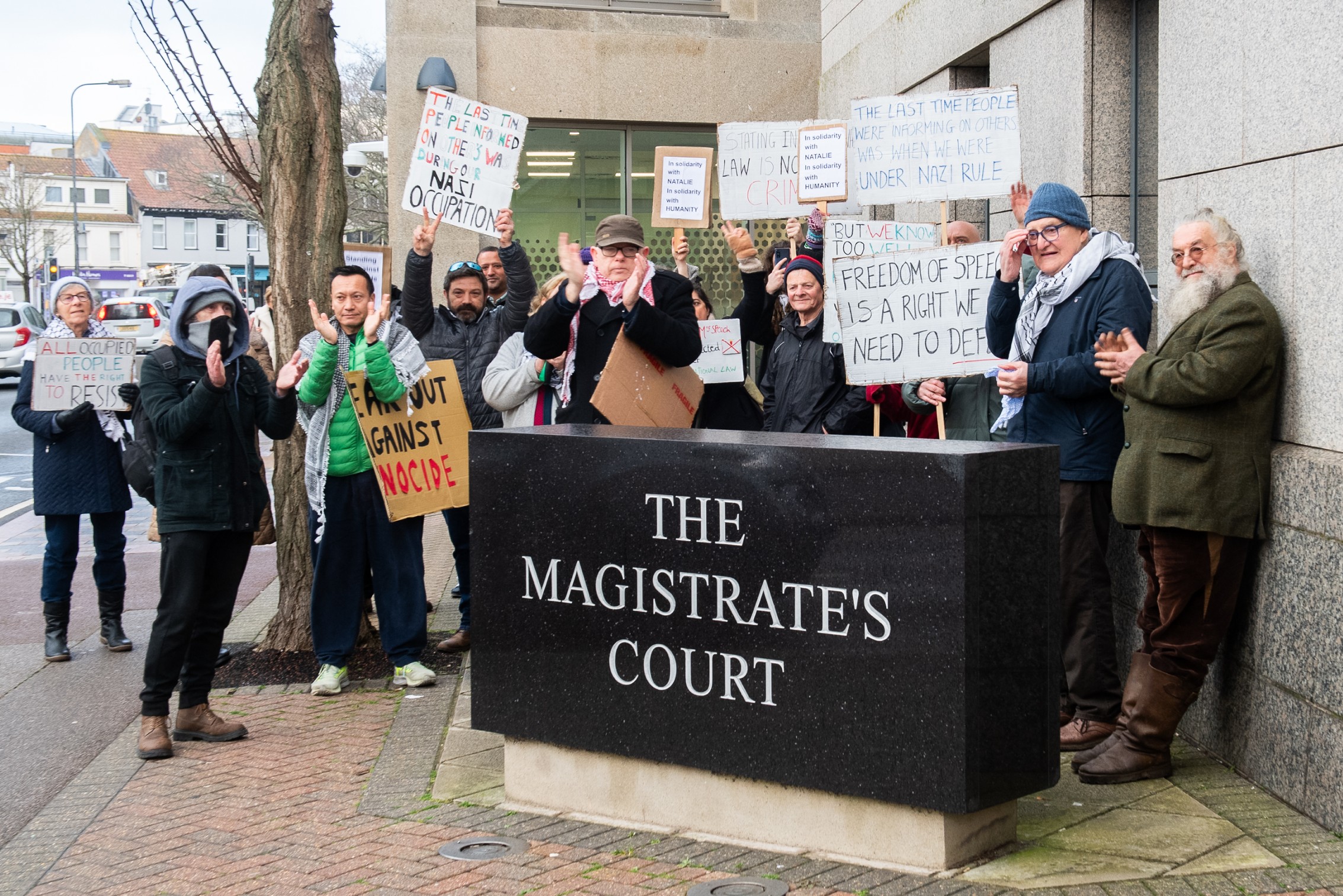 Protesters gather as Palestine campaigner appears in court - Bailiwick ...